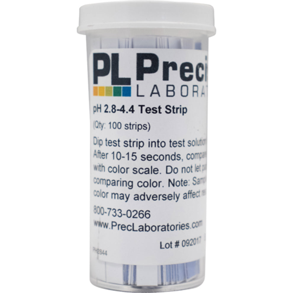 pH Paper - 2.8 to 4.4 For Wine - Vial of 100 Strips